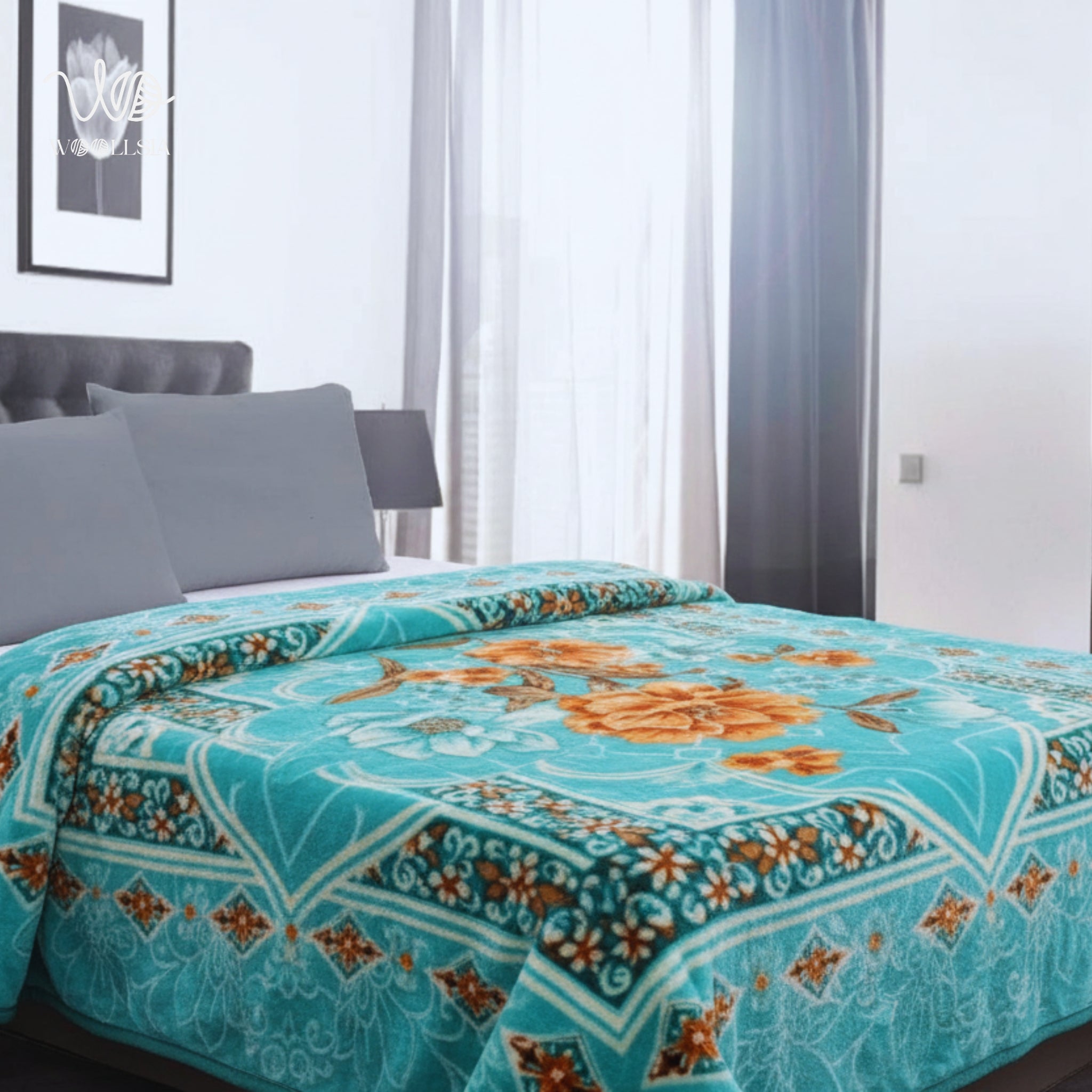 Royal Collection Pakistani King Size Blanket, Firozi 2-Ply – WoollSia